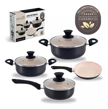 Jogo de Panelas Monaco 4 Peças Revestimento em Cerâmica 1,8 mm Rio Home ...