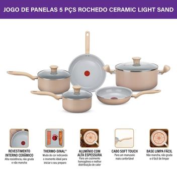 Jogo de Panelas Rochedo Ceramic Light Sand 5 peças - Jogo de Panelas ...