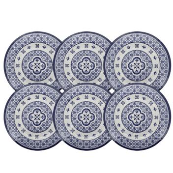 Jogo De Pratos Rasos Melamina Kit 6 Peças 27cm Azulejo Salik Jantar ...
