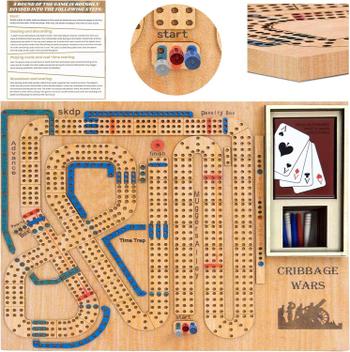Jogo de tabuleiro Cribbage Wars Wooden Cribbage Board Set 2025 - Asaint ...