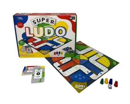 Jogo de Tabuleiro Super Ludo Trilha Clássico Pais & Filhos 7 anos+ ...