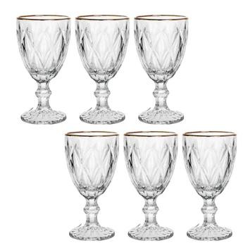 Jogo de Taças Diamond Clear Borda Dourada 330ml com 6 unidades Class ...