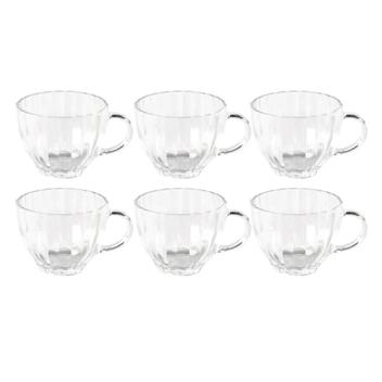 Jogo de Xicara Vidro Chá Café 220ML 6 Peças Transparente Com Caixa ...