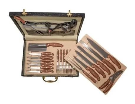 Jogo Faqueiro De Churrasco 25 Pecass Knife Kit Luxo - Geral - Faqueiro ...