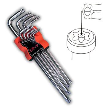 Jogo Kit Chave Torx 9 peças, em L, Longa, T10 a T50, Cromo Vanadio, ONE ...