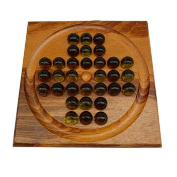 Jogo Resta Um Com Bolinha de Gude Tabuleiro em Madeira - Gimba - Jogos ...