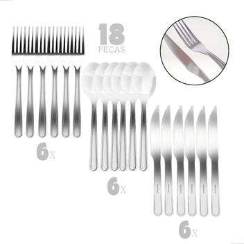 Jogo Talheres 18 peças Inox Faqueiro Cozinha Restaurante Bar Buffet ...
