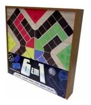 Jogos 6x1 Em Madeira- Xadrez Dama Ludo Bingo Trilha E Dominó - Bruna ...