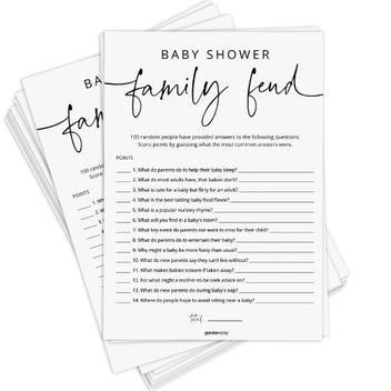 Jogos de chá de bebê GardenCity Baby Shower Family Feud Cards ...