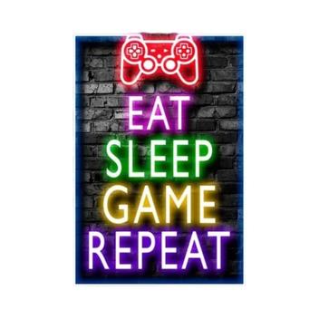 Jogos Neon Comer Dormir Jogo Repetir Lona Cartaz Gamer Decoração Do ...