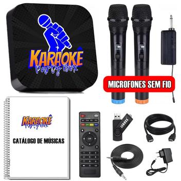 Karaoke Party Box Preto +2 Microfones Sem Fio +de 2000 Músicas ...