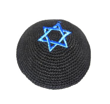 Kipa Judaico Crochê Estrela De Davi / De Israel Preto/ul - Jerusalém ...