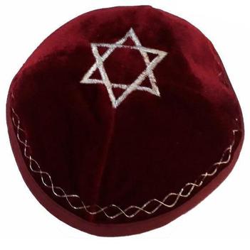 Kipa Judaico Veludo Vinho Com Estrela De Davi - De Israel - Maranata ...