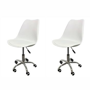 Kit 02 Cadeiras Chicago PU Branco Base Cromada Rodízio - 76377 - Sun ...