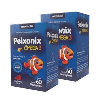 Kit 02 Peixonix Ômega 3 Mastigável Maxinutri Cereja 60 Caps - Ômega 3 ...