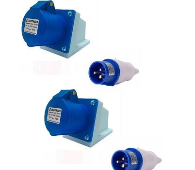Kit 02 Tomada e Plug Industrial Macho Fêmea Sobrepor 16A 220 3P ...