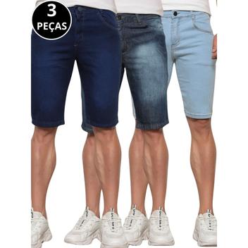 Kit 03 Bermudas Jeans Longa Lisa Masculina - CKF WEAR - Bermuda ...