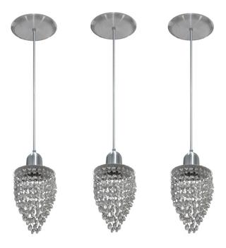 Kit 03 Lustres Pendentes De Cristal - Ideal para Sala, quarto, Balcão ...