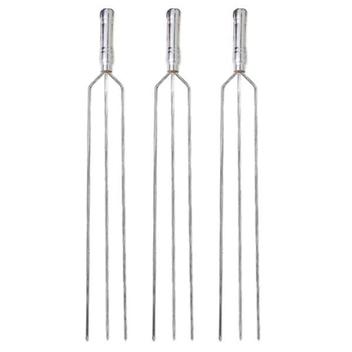 KIT 03 Pçs Espeto Churrasco Aço Inox Triplo 95 CM 6,00 MM Cabo Madeira ...