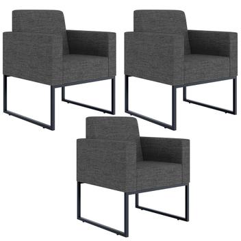 Kit 03 Poltronas Decorativa Sala e Recepção Base Fixa Metal Helô L02 ...