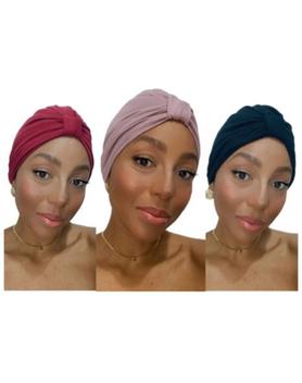 Kit 03 Turbante Elegante Luxo Indiano Feminino Moda ou Tratamento ...