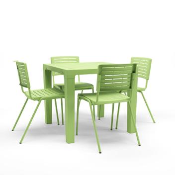 Kit 04 Cadeiras e 01 Mesa Multiuso Niala Plaxmetal NR17 Verde - Cadeira ...