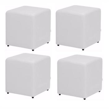 Kit 04 Puffs Quadrado material sintético Branco - Nay Estofados - Puffs ...
