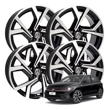 kit 04 Rodas aro 15 Polo GTS Preta diamantada - Krmai - Roda de Carro ...