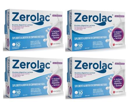 Kit 04 Zerolac 10.000 FCC 10 Comprimidos Mastigáveis - UNIAO QUIMICA ...