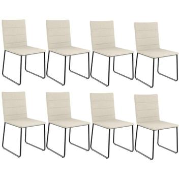 Kit 06 Cadeiras Decorativa Estofada Para Sala De Jantar Preto Maya L02 Linho Champagne - Lyam ...