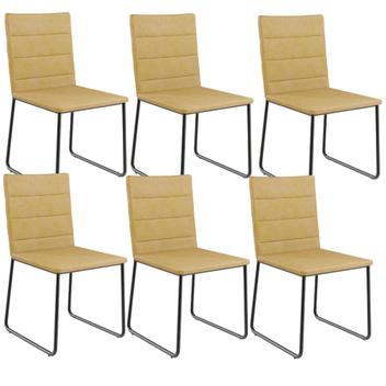 Kit 06 Cadeiras Decorativa Estofada Para Sala De Jantar Preto Maya L02 ...