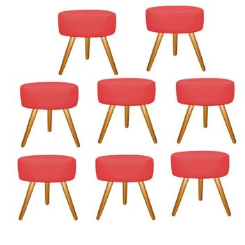 Kit 08 Puff Sofia Redondo Decorativo Pé Palito Sala de Estar Recepção ...