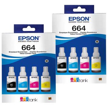 Kit 08 tintas T664 para impressora jato de Tinta L575, L1300, L395 ...