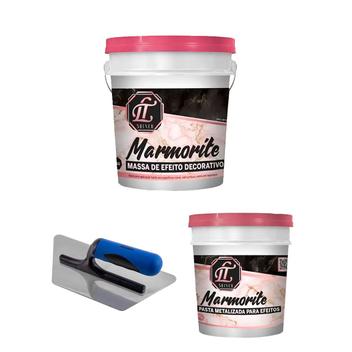 Kit 1 Base Marmorite 4KG Branco LT Shiner + Pasta Metalizada 200G ...