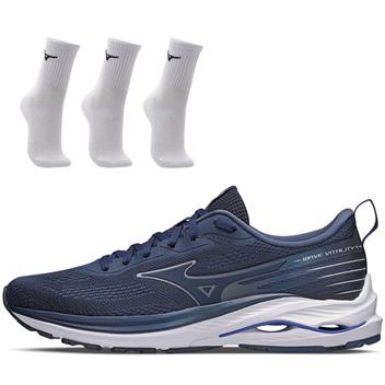 Kit 1 Tênis de Corrida Mizuno Wave Vitality 4 e 3 Pares de Meia Cano ...