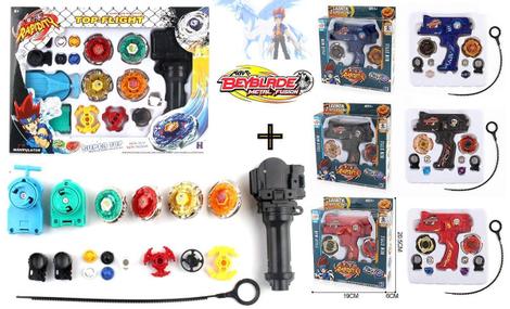 Kit 10 Beyblade Metal Fusion C/Lançador + 3 Lançador Duplo Wbba ...