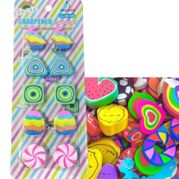 Kit 10 Borrachas Formatos E Cores Diversificado - Sharpener - Slime ...