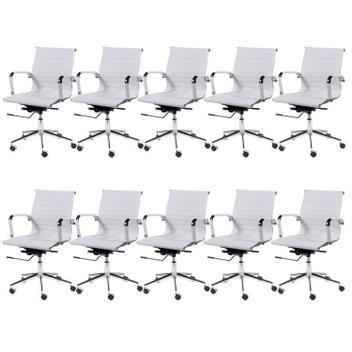 Kit 10 Cadeiras Escritório Diretor Esteirinha Rodízio Relax material ...