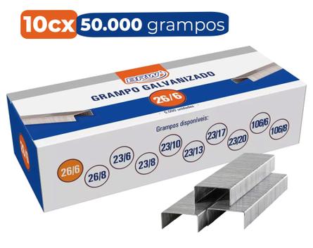 Kit 10 Caixas de Grampo 26/6 C/ 5000 Un Grampeador Escritório BRW ...
