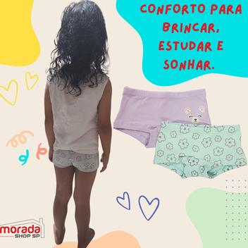 KIT 10 Calcinhas Boxer Infantil Menina- Estilo E Conforto - Folly ...