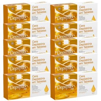 Kit 10 Cera Quente Depilatória Profissional Natural Mel Depilflax Barra ...