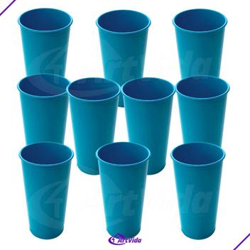 KIT 10 Copos Coloridos Plástico Unidade 330ML - Longo - Festas, Eventos ...