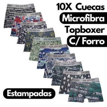 Kit 10 Cuecas Boxer Box Microfibra Masculina Adulto A1 - Golden Boy ...