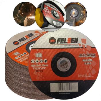 Kit 10 Discos De Corte Fino Inox ferro aço 180mm 7" polegadas ...