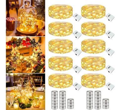 Kit 10 Fio Fada Cordão Luz Decoração Bysl Luzes De Fada Led - Fio de ...
