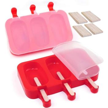 Kit 10 Formas para Picolé Silicone 500 Palitos E Tampa - Forma Picolé ...