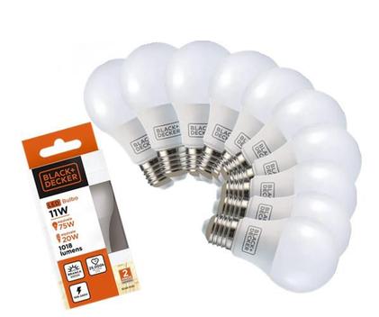 Kit 10 Lâmpadas Led Bulbo 11w 6500k 1018 Lumens Black+decker - Lâmpada ...
