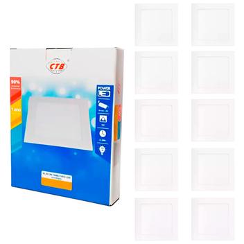 Kit 10 Luminária de Teto Embutir 6500k 25w Quadrado 29,5cm - CTB ...
