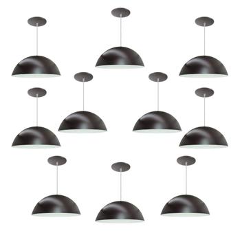Kit 10 Luminária Pendente Meia Lua 34cm Com Interior Branco Brilho Com ...