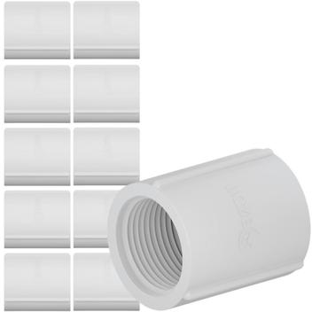 Kit 10 Luva Roscável PVC Branca Conexão Conectar Canos Tubos Água Fria ...